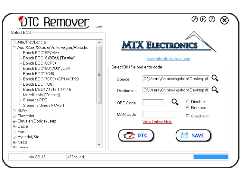 MTX DTC Remover Software